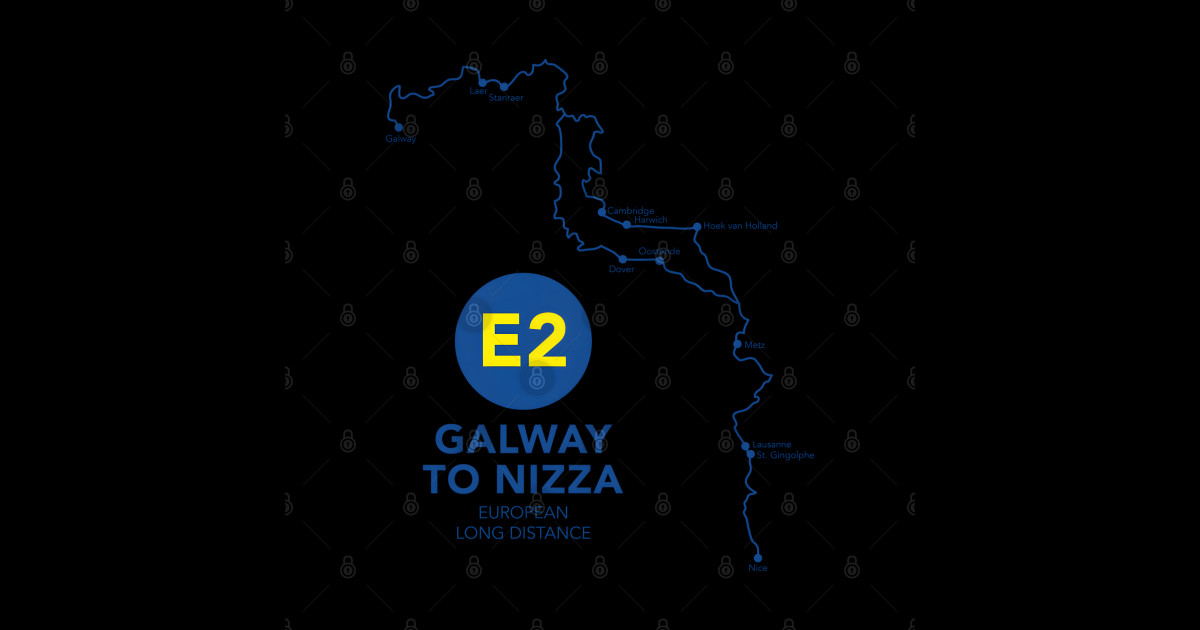 E2 Galway to Nizza - European long distance Path - E2 - Sticker | TeePublic
