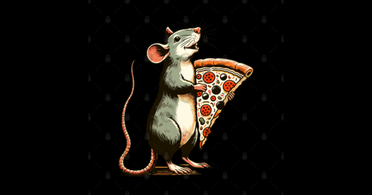 Cute mouse carrying a pizza slice - Cute Mice - Sticker | TeePublic