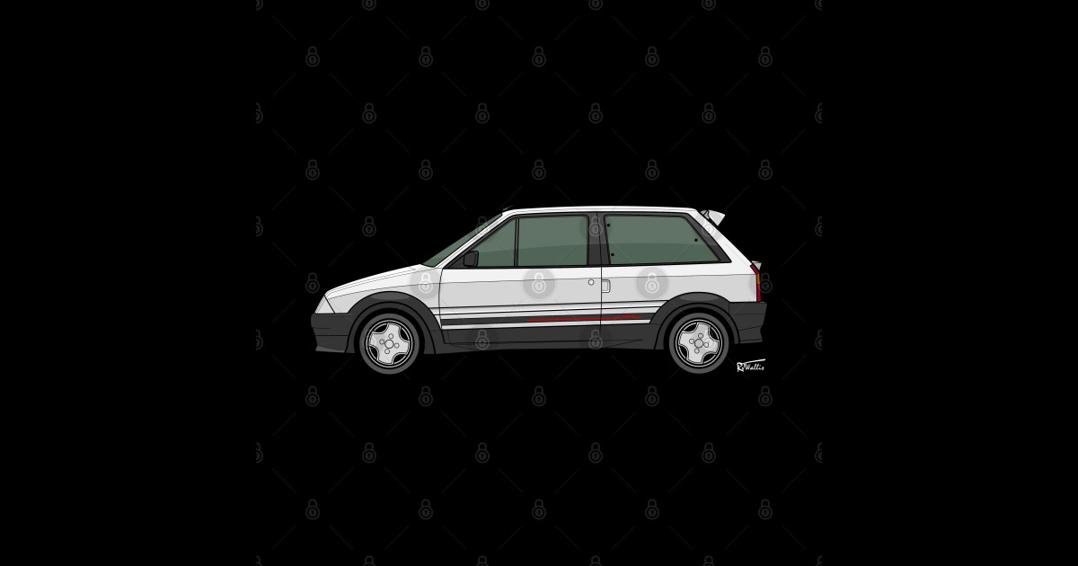 AX GTi side profile drawing - Cars - Sticker | TeePublic