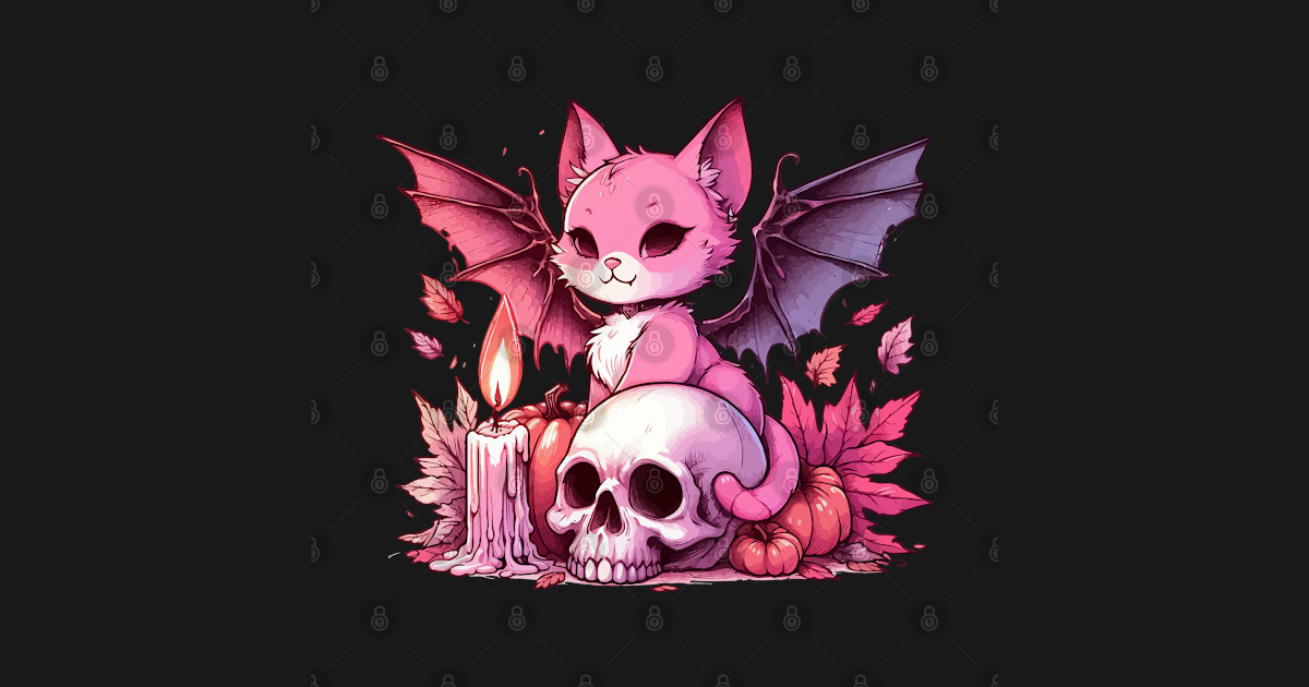 Kawaii Pink Pastel Goth Vampire Cat - Pastel Goth - T-Shirt | TeePublic