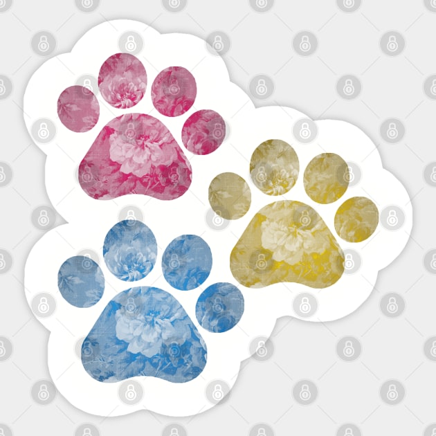 Subtle Floral Paw Prints Flag - Pansexual Flag - Sticker | TeePublic