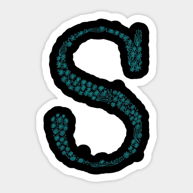 blue flower letter s - Blue Flower Letter S - Sticker | TeePublic