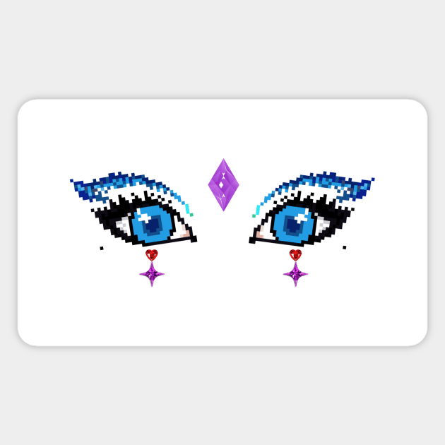 Beautiful Blue Eyes, Pixel Art. - Blue Eyes - Sticker | TeePublic