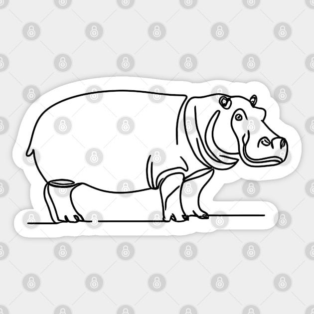 Hippo Line Drawing - Hippo - Sticker | TeePublic