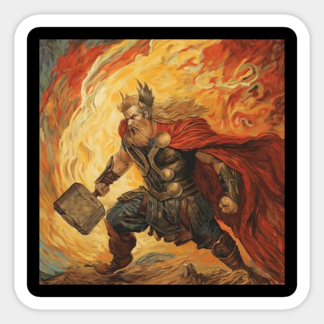 THOR AND FLAMES - Thor - Sticker | TeePublic