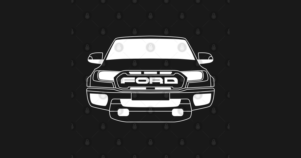 Ford Ranger Raptor White Outline - Car - T-Shirt | TeePublic