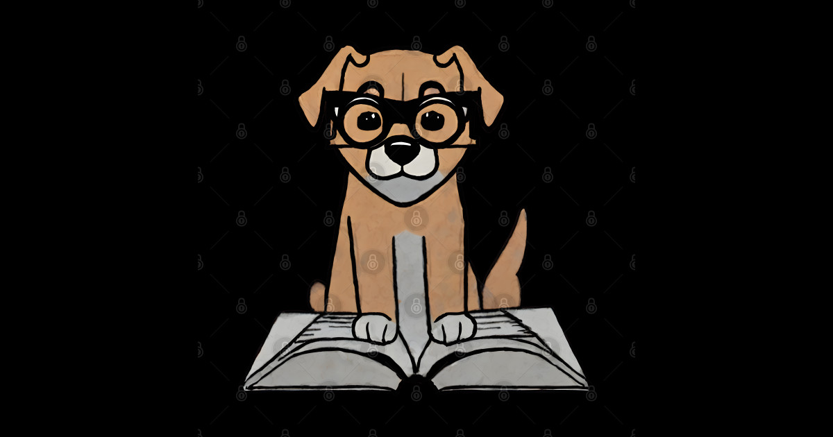 Bookworm Pup Design - Dog Reading A Book Dog Book - Sticker | TeePublic