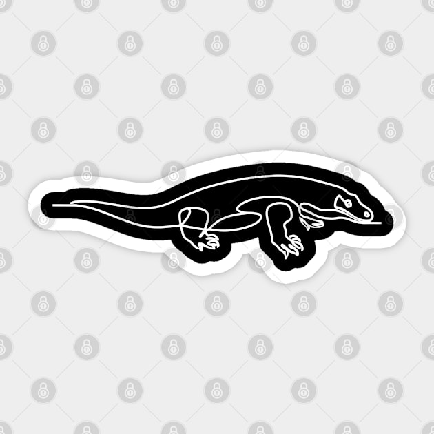 Komodo Dragon Line Drawing - Komodo - Sticker | TeePublic