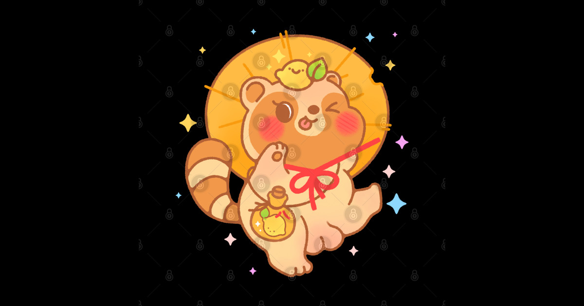 Happy Tanuki Yokai (Japanese Raccoon dog) - Cute Tanuki - Posters and ...