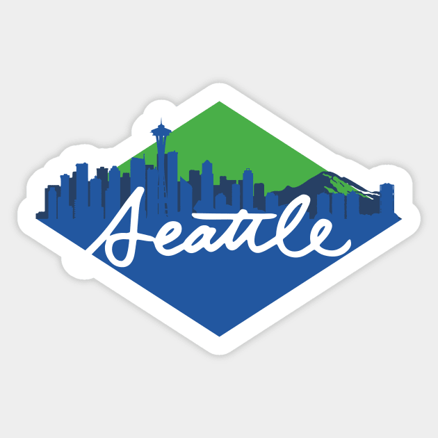 Seattle Cursive Skyline - Seattle - Sticker | TeePublic