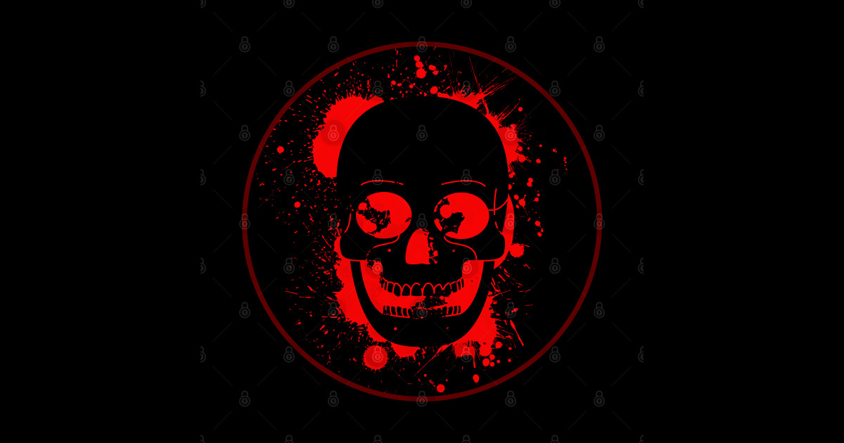 Intense red splatter skull - Skull - Sticker | TeePublic