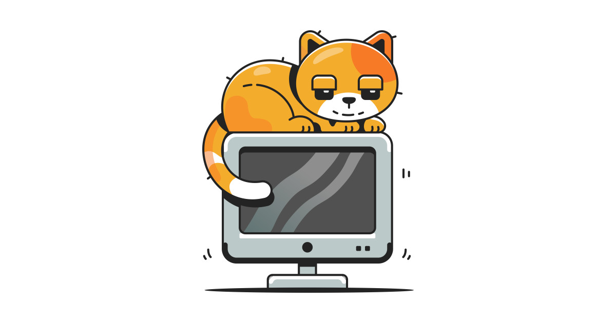 Cute Cat On Computer Cartoon Vector Icon Illustration - Computer - T ...
