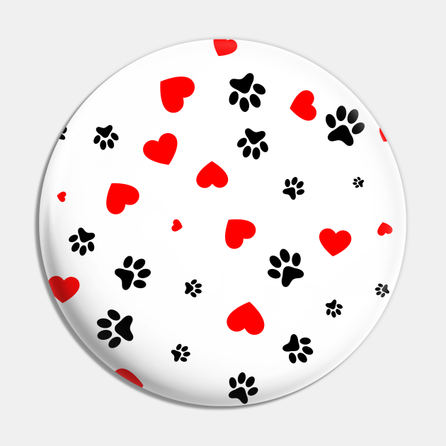pattern with hearts and paw print - I love animals - Dog Lover - Pin ...