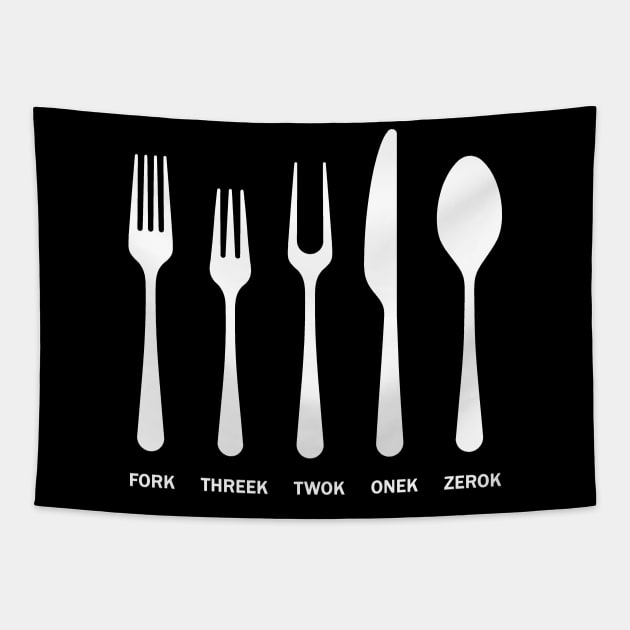 Fork Threek Twok Onek Zerok - Fork - Tapestry | TeePublic