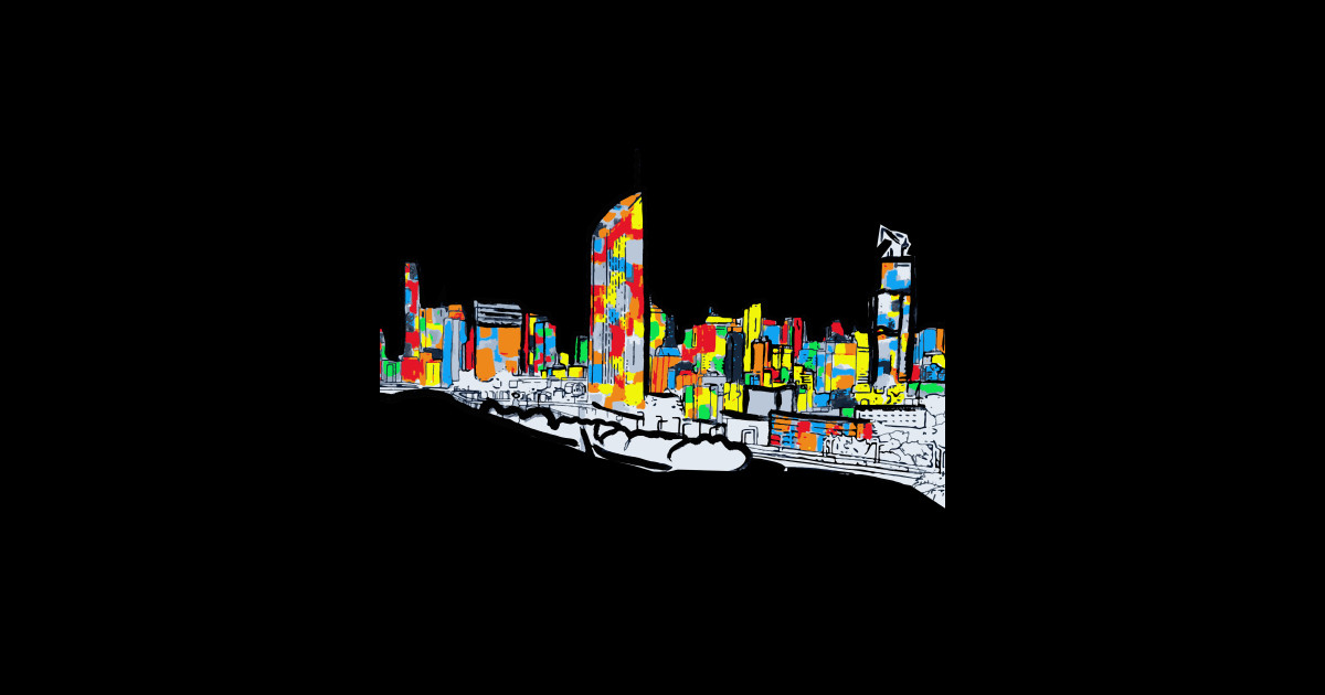 Bright Brisbane City Skyline - Brisbane - Sticker | TeePublic