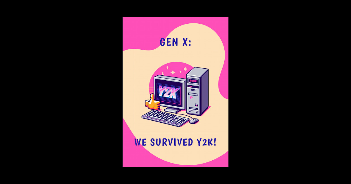 Gen X: We Survived Y2K! (pink) - Genxsurvivors - Sticker | TeePublic