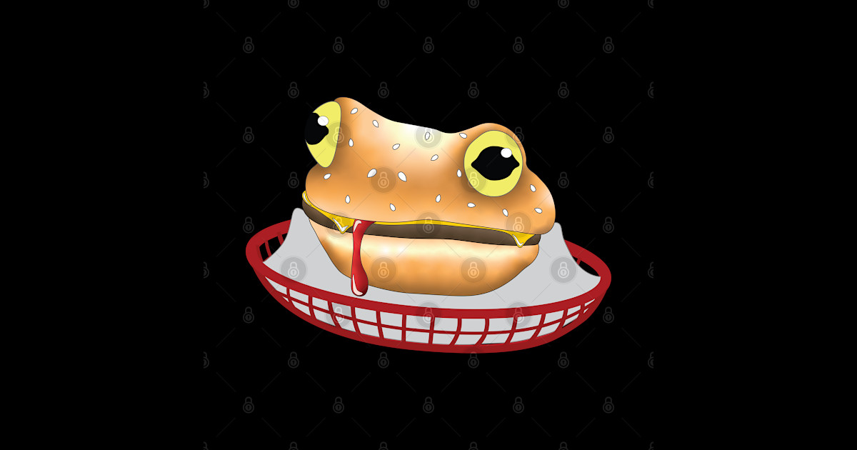 Frog Cheeseburger Frogburger Surreal Animal Art - Frogs - Sticker ...