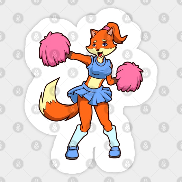 Cartoon Cheerleader Fox - Cheerleading Fox - Sticker | TeePublic
