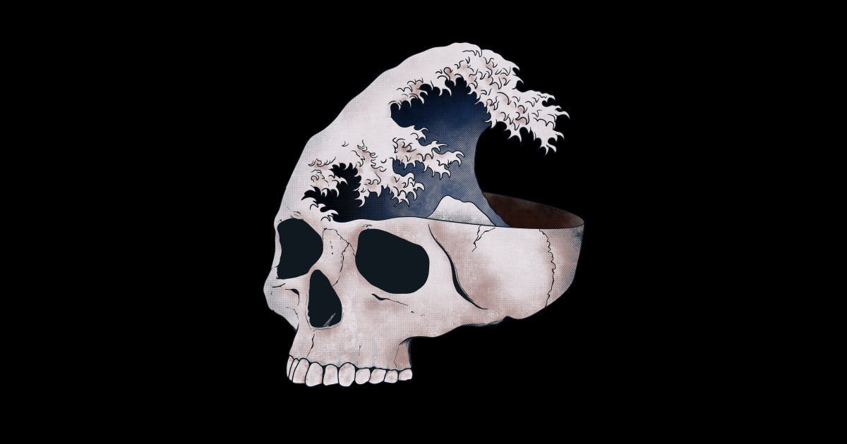 Wave Skull - Skull - Sticker | TeePublic