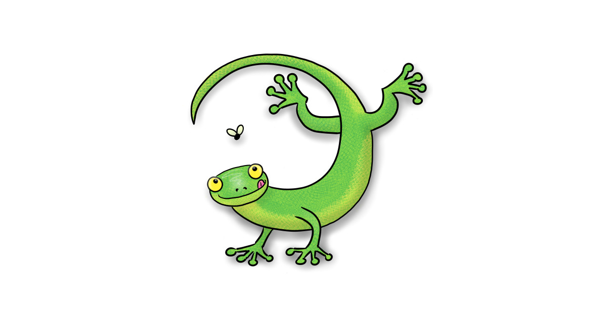 Cute green gecko cartoon - Gecko - T-Shirt | TeePublic