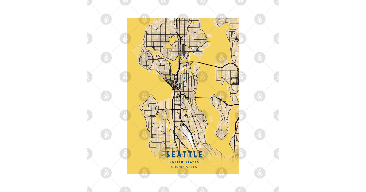 Seattle - United States Yellow City Map - Seattle United States Yellow ...