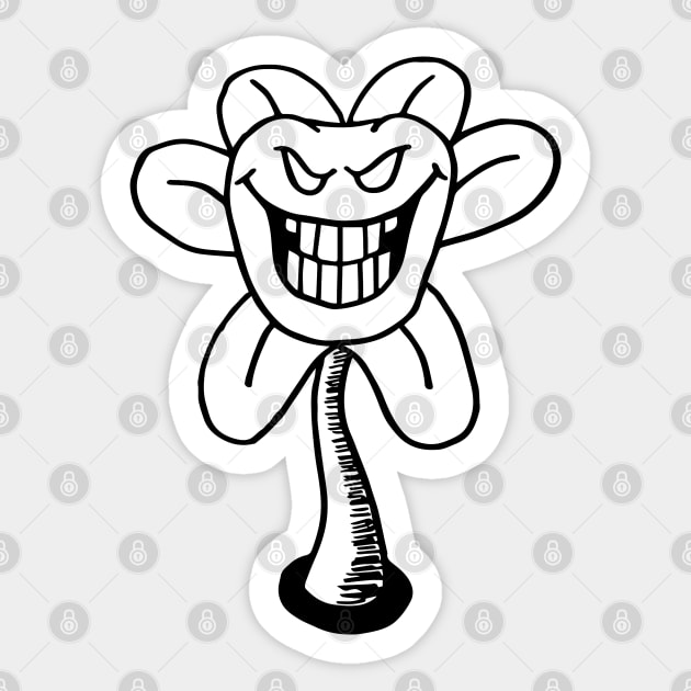 Flowey Undertale Simple Black and White Design - Undertale - Sticker ...