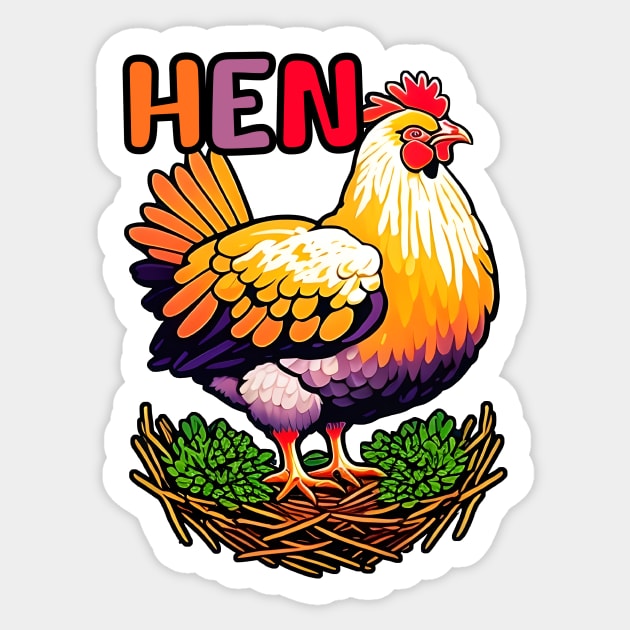 Animal Alphabet - H for Hen - Animal Alphabet - Sticker | TeePublic