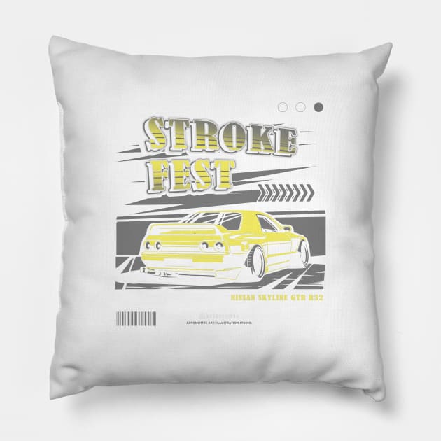 R32 skyline GTR Godzilla jdm poster - Car - Pillow | TeePublic