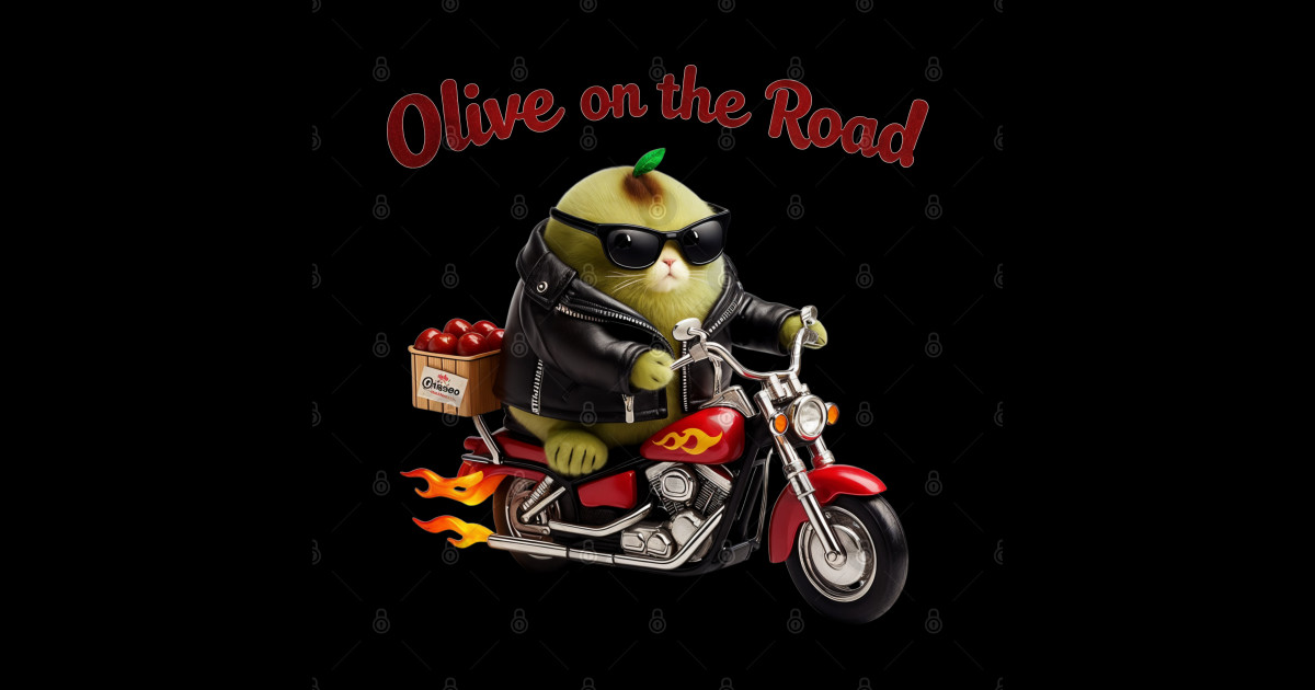 Cool Olive Biker on the Road - Olive Biker - Sticker | TeePublic