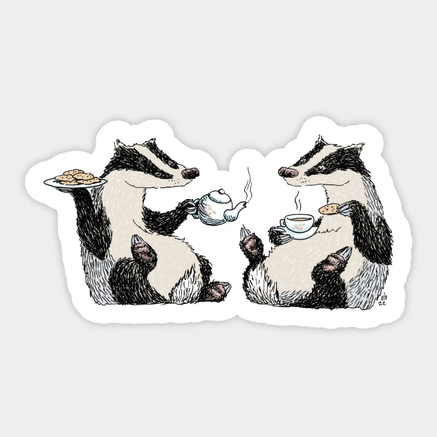 Badger Tea Party - Badger - Sticker | TeePublic
