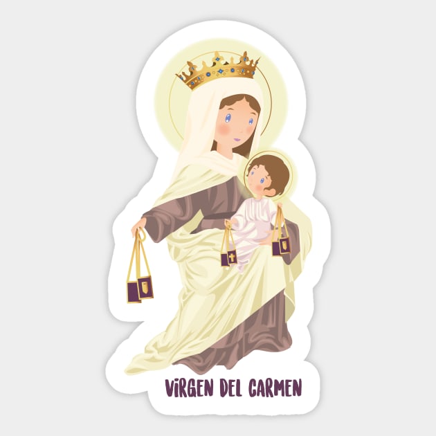 Virgen del carmen - Virginmary Virgendelcarmen - Sticker | TeePublic
