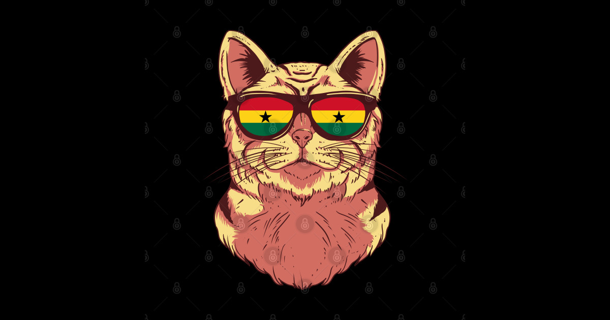 Ghana Flag Ghanaian Cat Sunglasses Funny Cat Lover - Ghana Flag ...