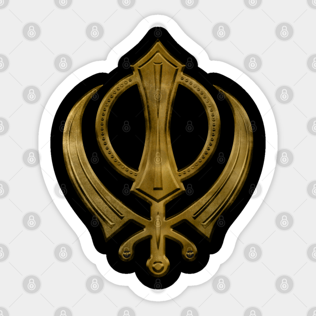 Vintage metal gold Khanda symbol - Khanda - Sticker | TeePublic
