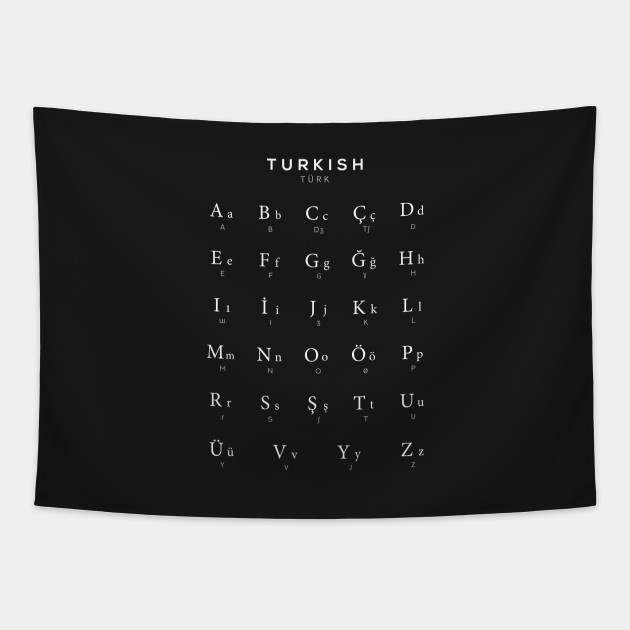 Turkish Alphabet Chart, Turkey Language Chart, Black - Turkish ...