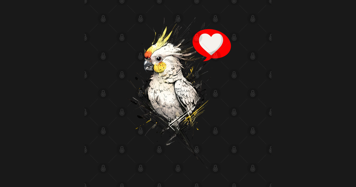 Cockatiel Love - Artistic Parrot with Heart Speech Bubble | Cute Bird ...