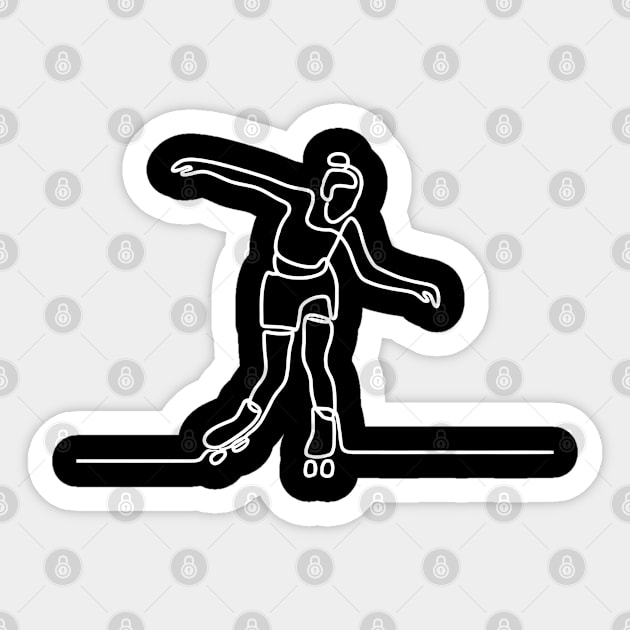 Roller Skating Line Drawing - Roller Skating - Sticker | TeePublic