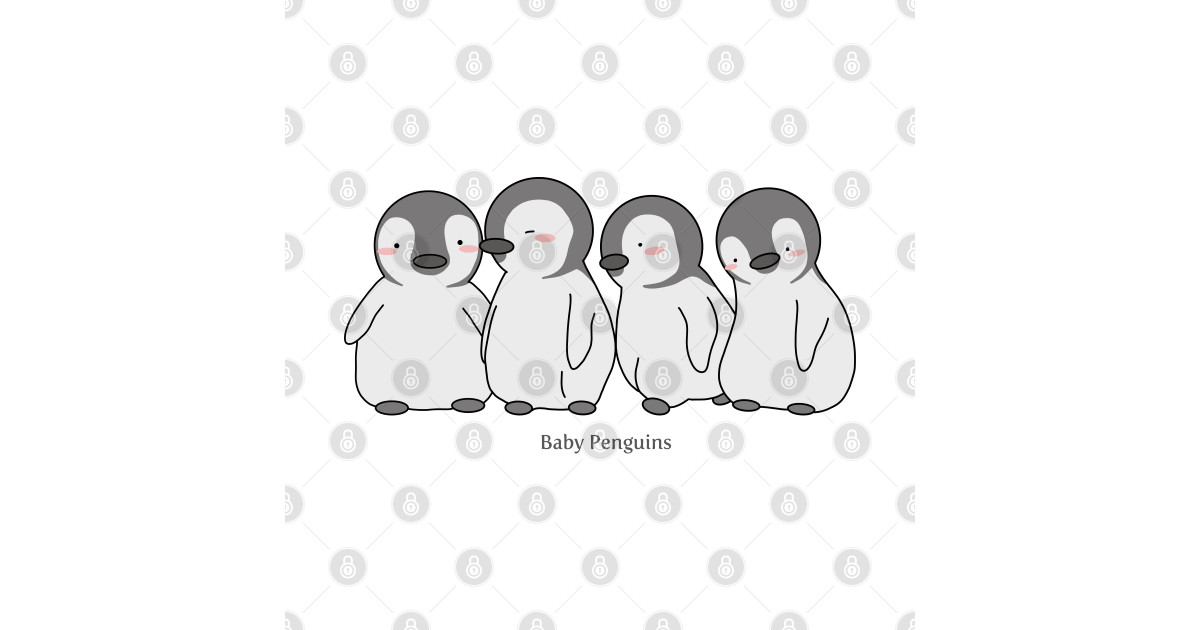 Cute Pink Baby Penguin Drawing Pattern Design - Cute Penguin ...
