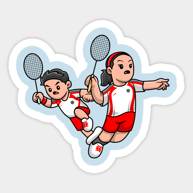 Cute Boy And Girl Playing Badminton Cartoon - Cute Boy And Girl Playing ...