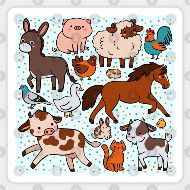Cute farm animals illustration - Farm Animals - Sticker | TeePublic