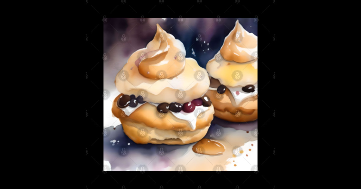 National Cream Puff Day- January 2 - Watercolor - Cream Puff - Sticker ...