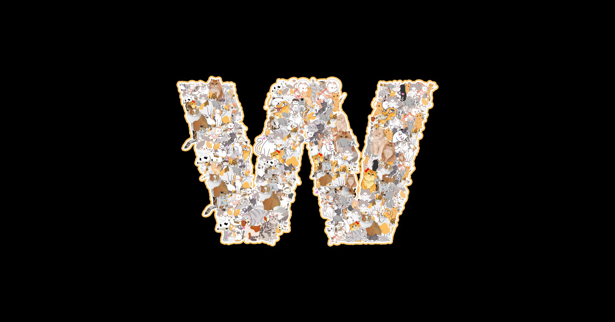 cat letter W (the cat forms the letter W) - Cat - Sticker | TeePublic