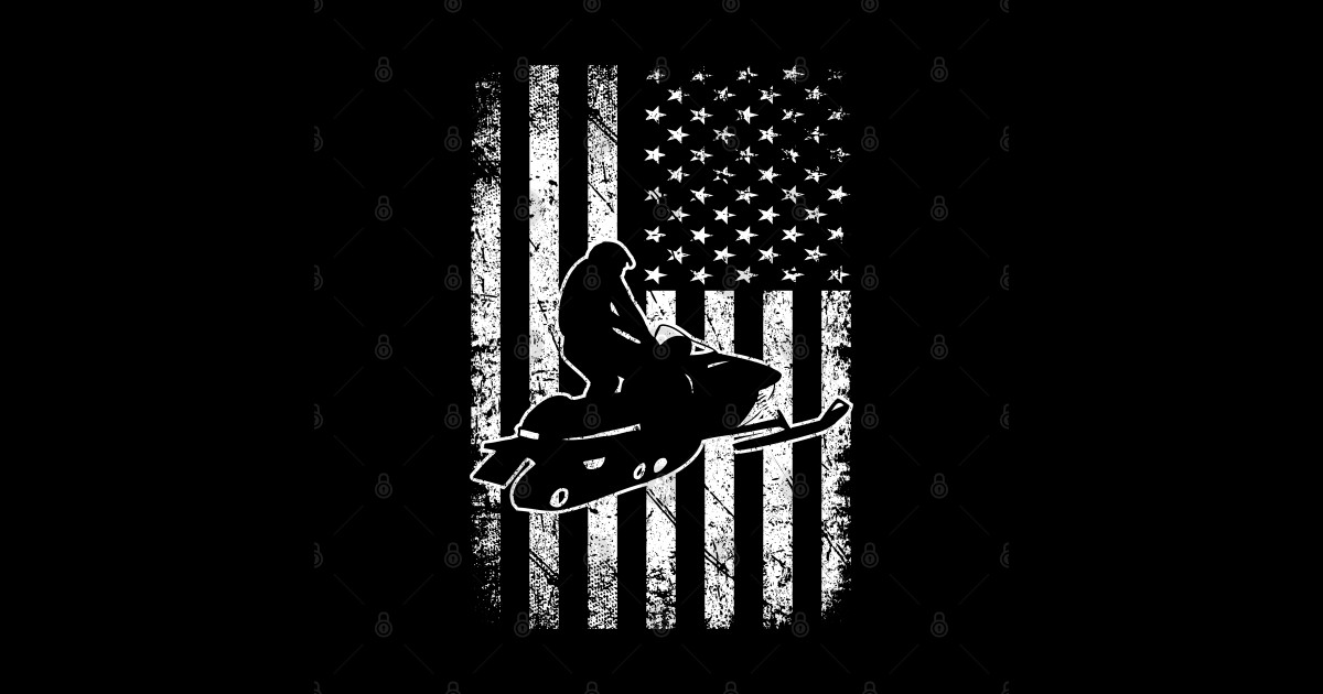 Vintage American Flag Snowmobiling Cool Snowmobile Rider - Snowmobile ...