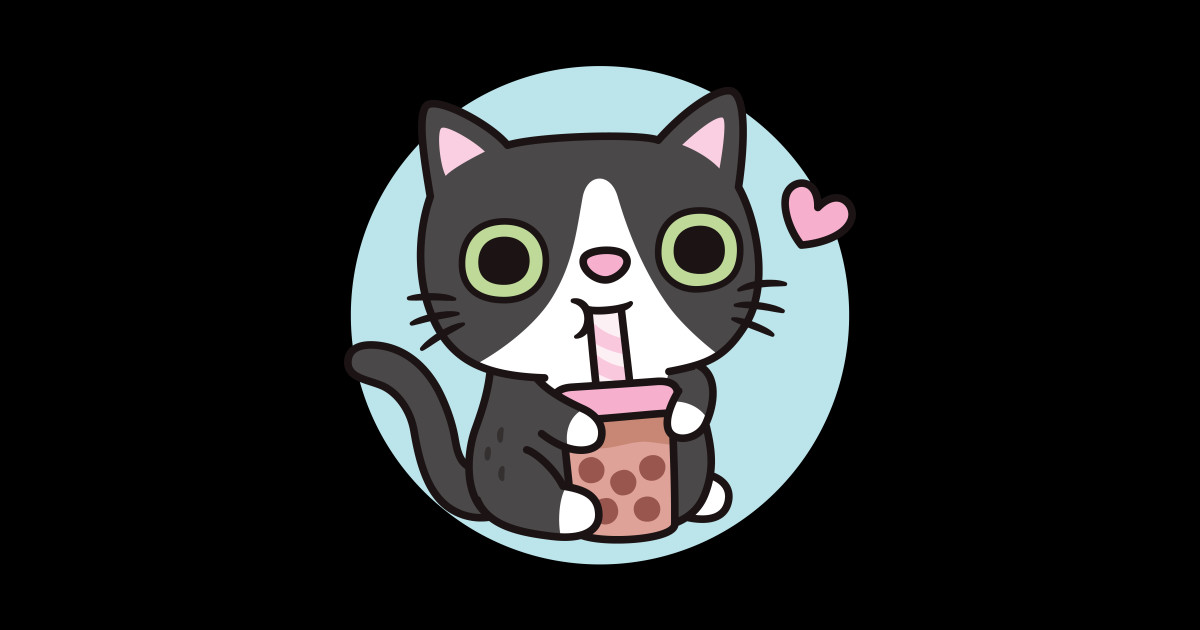 Cute Black Tuxedo Cat Loves Drinking Bubble Tea Tuxedo Cat Magnet Teepublic