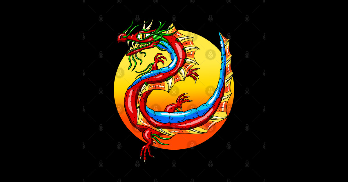Chinese Dragon in the Sunset - Dragon - Posters and Art Prints | TeePublic