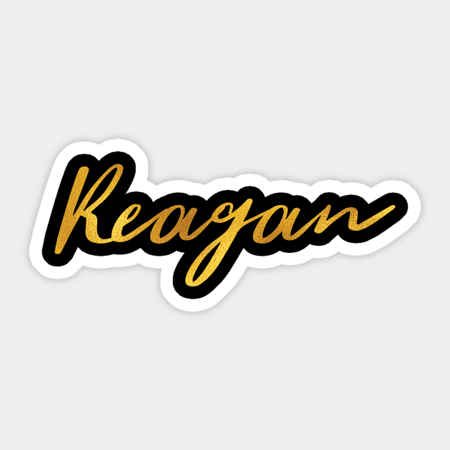 Reagan Name Hand Lettering in Faux Gold Letters - Reagan - Sticker ...