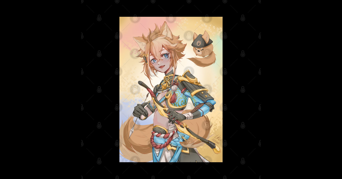 Gorou Genshin Impact fan art - Genshin Impact - Sticker | TeePublic