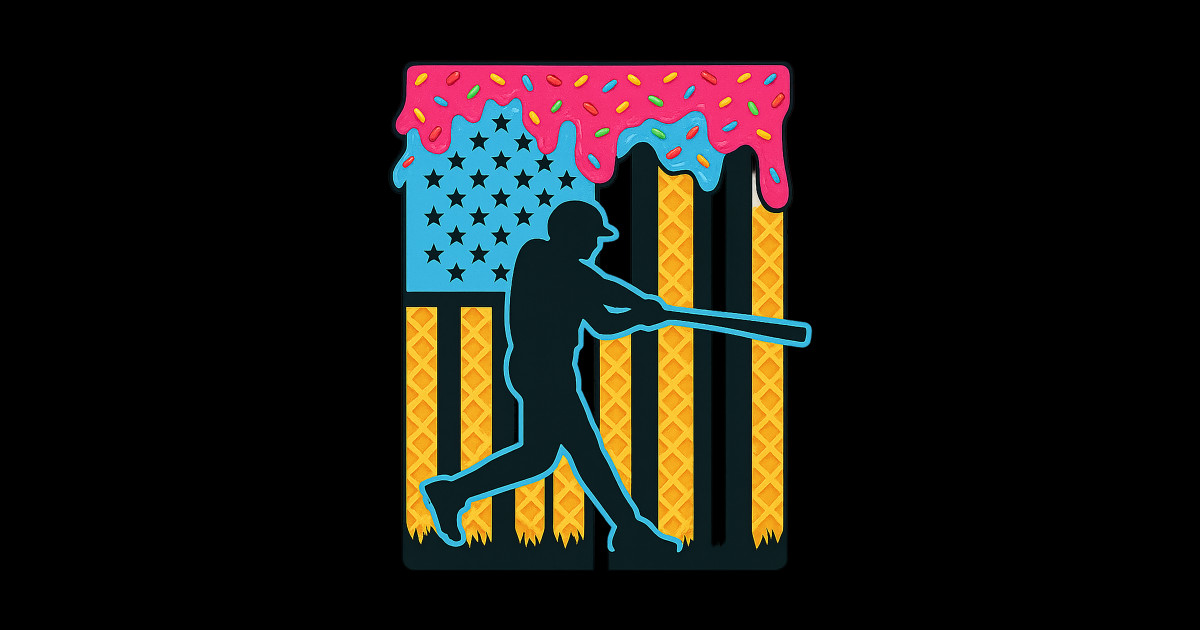 Baseball Drip Bat Boys Ice Cream American Flag 4th Of July - Baseball ...