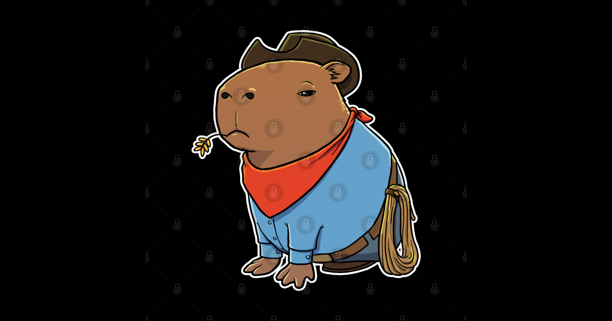 Grumpy Capybara Cowboy - Capybara - T-Shirt | TeePublic
