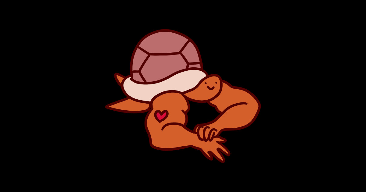 Turtle with Buff Arms - Turtle - Sticker | TeePublic
