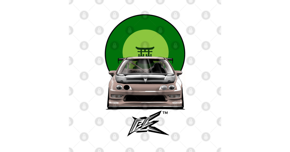 integra type r racecar lowered gold chrome - Acura Integra - T-Shirt ...